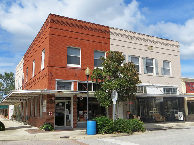 Historic brick buildings anchor downtown Clermont with the kind of architectural character developers spend millions trying to recreate in modern shopping centers.