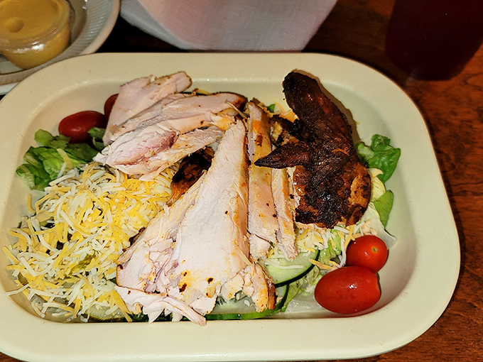 When barbecue meets salad, everybody wins. Smoky protein atop fresh greens&mdash;the compromise that doesn't feel like one.