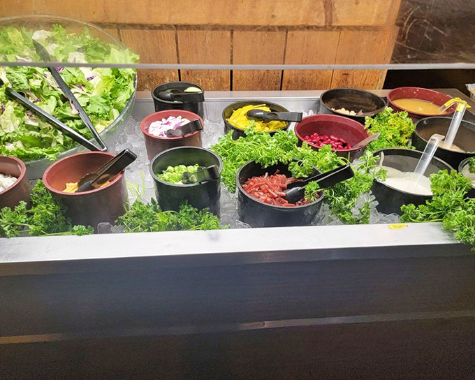 A salad bar that understands its purpose in life: to offer enough variety that you can pretend you're being healthy before demolishing a steak.