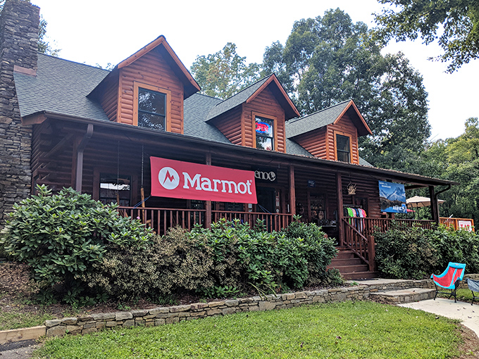 Saluda Outfitters brings the great outdoors inside, a log cabin wonderland where adventure begins and credit cards surrender.