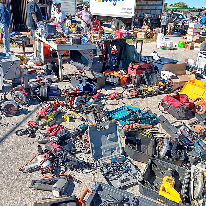Tool apocalypse or handyman heaven? This sprawling collection of power tools would make Tim Allen grunt with pure delight.