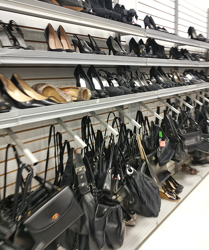 Shoes and handbags living in harmony, like a well-organized closet you see in magazine spreads but never achieve.