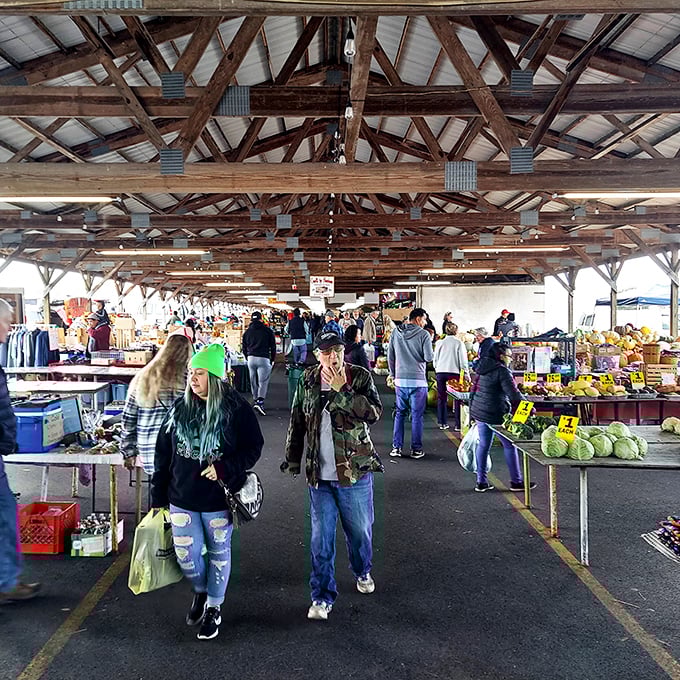 The morning rush looks different here &ndash; no suits, just folks hunting for treasures and fresh tomatoes.