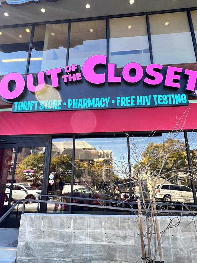 The store's iconic signage pops against the San Diego sky, a beacon for bargain hunters and conscious consumers alike.