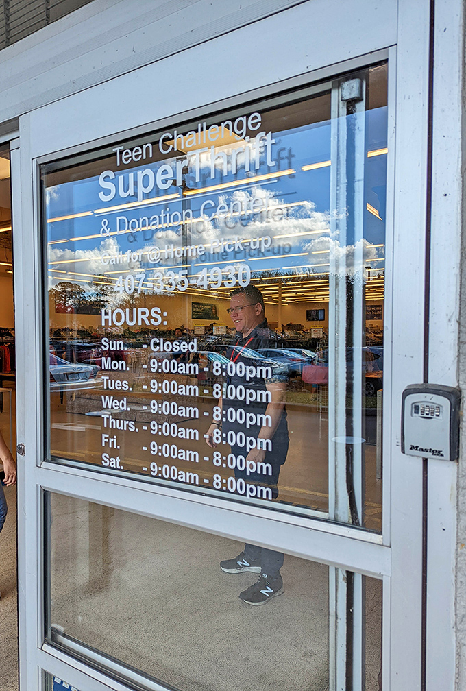 The store hours reveal SuperThrift's commitment to bargain hunters &ndash; open six days a week for your treasure-hunting convenience.
