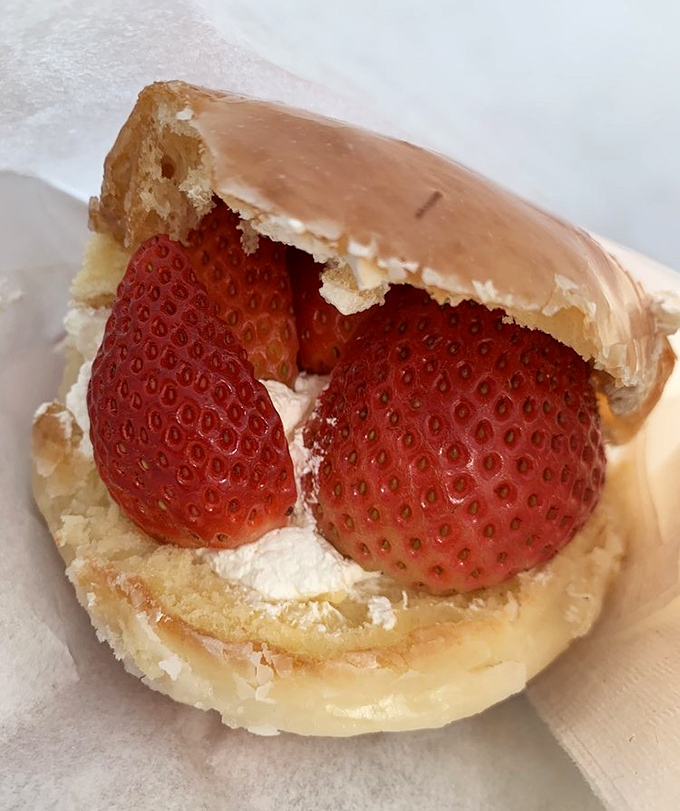 The strawberry cream donut&mdash;nature and confection in perfect harmony, like summer captured between two halves of dough.