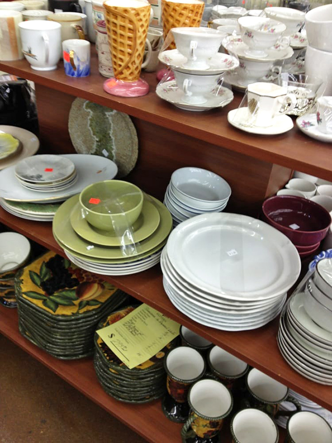 Dish paradise! Where mismatched becomes curated collection and vintage teacups find new homes with modern coffee drinkers.