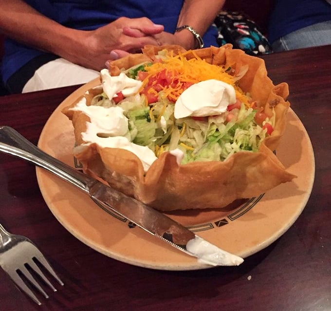 The taco salad bowl: where "I'll just have a salad" meets "I want to eat the actual dishware."