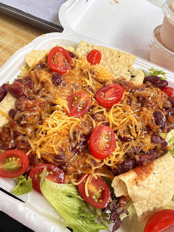 This taco salad isn't messing around &ndash; a festival of colors, textures and flavors that proves Hot Dog World's range extends well beyond tube steaks.