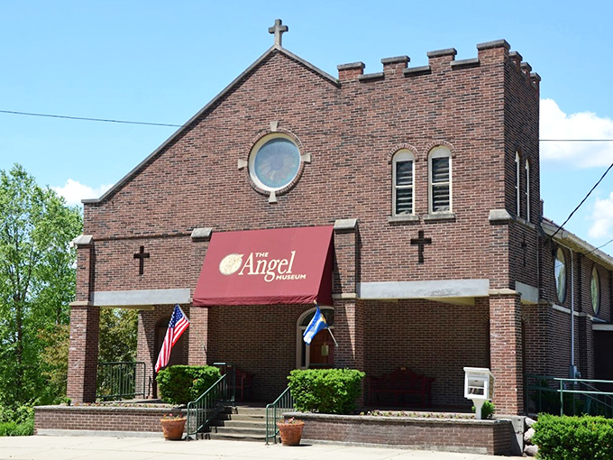 The former Angel Museum building stands as a quirky testament to Beloit's charm, where even heavenly collections found an earthly home.