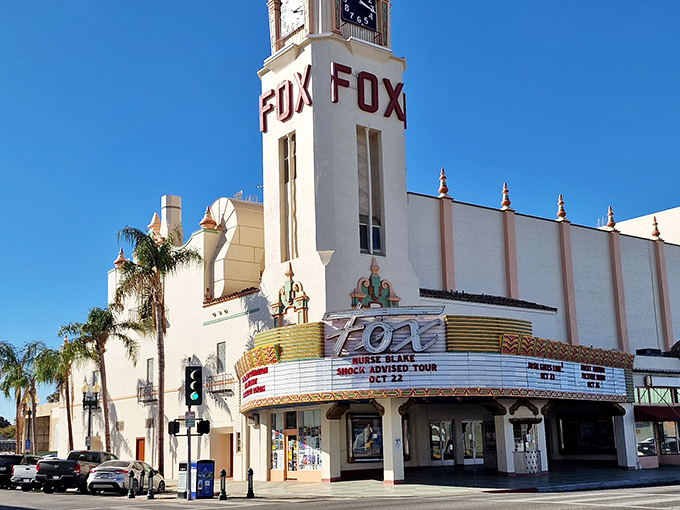The Fox Theater's iconic tower has been Bakersfield's beacon of entertainment since 1930, hosting everything from silent films to rock concerts.