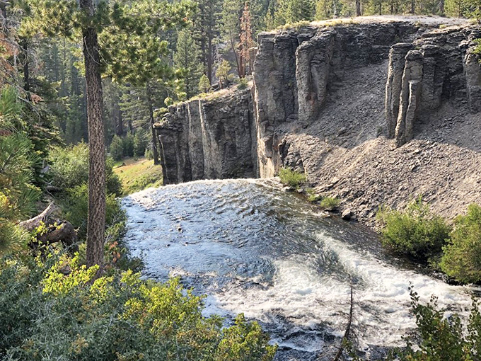 Standing above Rainbow Falls reveals the geological drama that creates such spectacular natural theater below.
