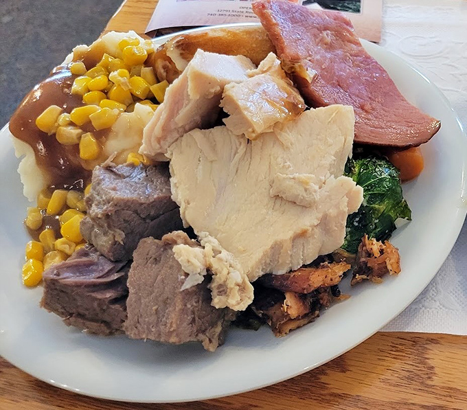 Thanksgiving dinner decided to show up on a random Tuesday, complete with gravy that defies gravity.