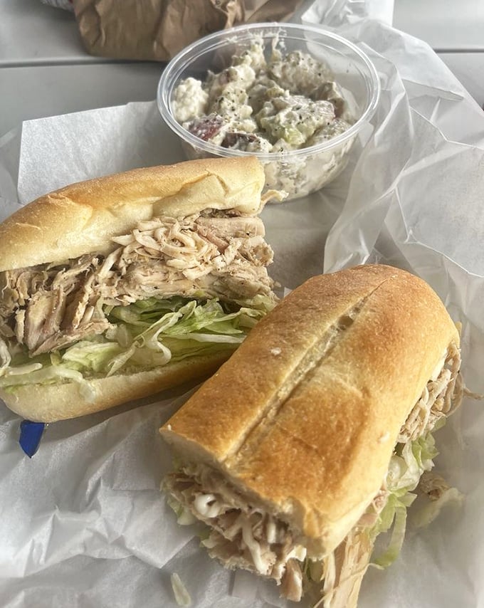 Turkey sandwiches and potato salad&mdash;comfort food elevated to art form. Grandma would be jealous of this execution of the classics.