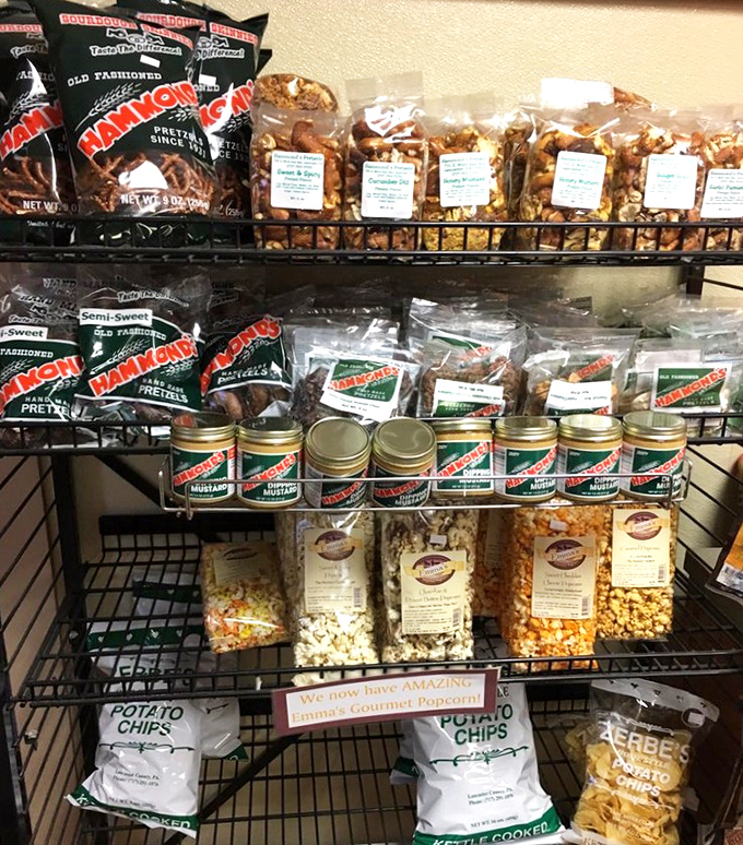 A treasure trove of Pennsylvania's finest snacks. It's like the United Nations of munchies, with Hammond's pretzels serving as the distinguished ambassador.