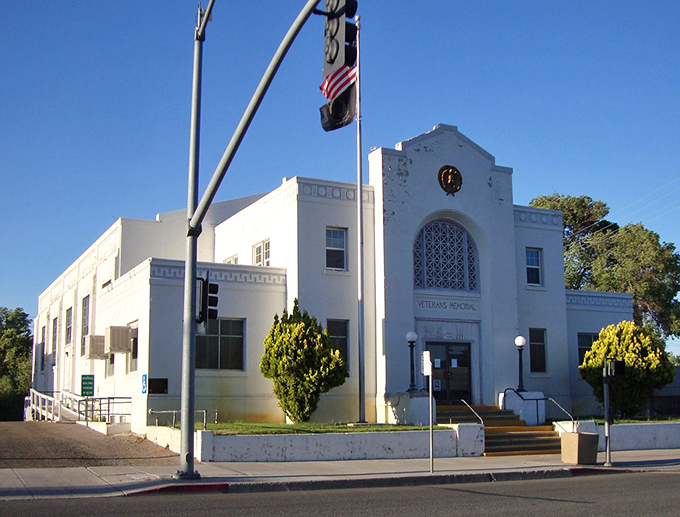 The stately Veterans Memorial Hall stands as a dignified reminder of service and community, a landmark that's witnessed generations of local history.