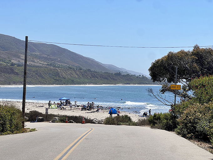 The road to paradise is paved with... well, actual pavement. This approach to Leo Carrillo's beach area reveals why spontaneous pull-overs are practically mandatory.
