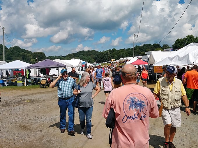 The human parade of flea market enthusiasts, each face a story of anticipation, discovery, and the thrill of the hunt.