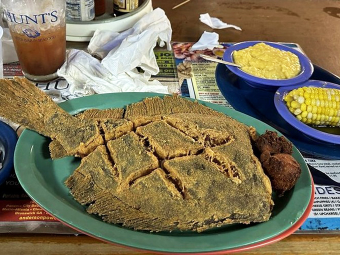 Whole flounder so fresh it practically swam onto your plate, accompanied by perfectly seasoned vegetables.