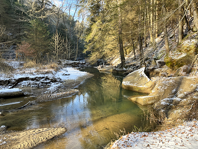 Winter transforms Hocking Hills into a crystalline wonderland. Snow and ice create temporary sculptures that would make professional artists jealous.