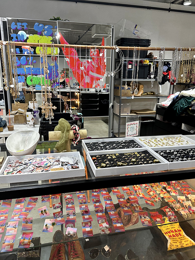 Jewelry and trinkets gleam with stories untold and compliments waiting to happen.