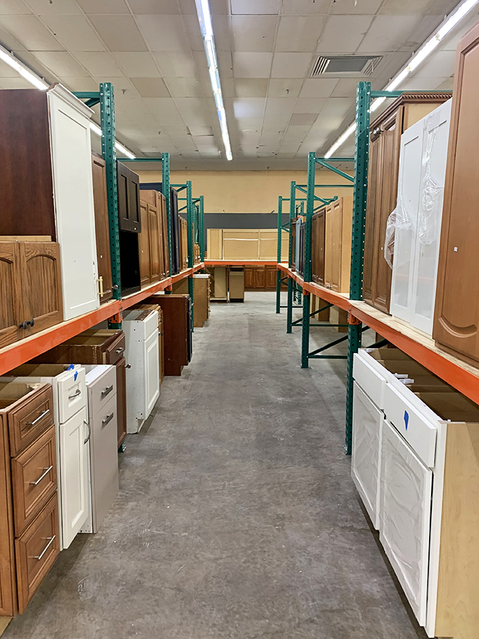 Cabinet wonderland where kitchen dreams come true without emptying your wallet. Renovation gold mine for the budget-conscious homeowner.