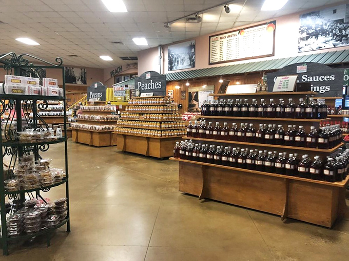 The wall of jars that will test your car's suspension on the way home. One of each is perfectly reasonable.
