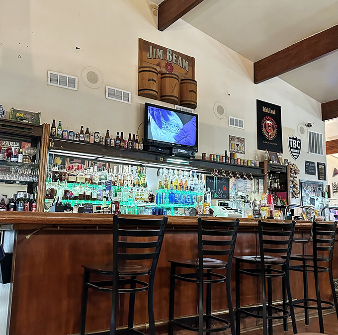 The bar area doesn't just serve drinks; it serves stories, laughter, and the occasional life lesson from fellow patrons.