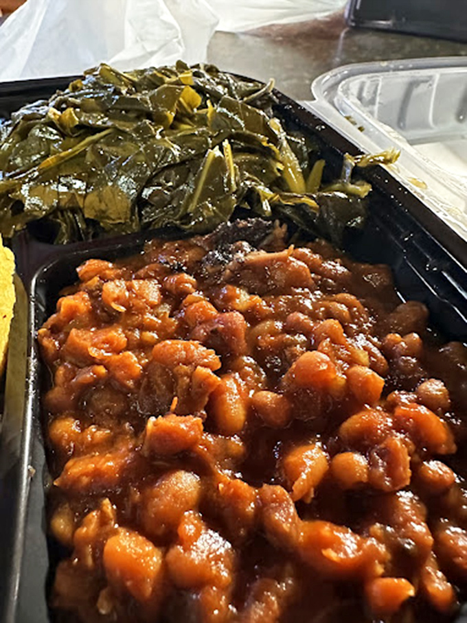 Beans and greens that didn't get the memo about sides being an afterthought. These supporting actors are stealing scenes left and right.