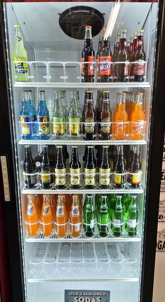 A rainbow of vintage sodas awaits the thirsty time traveler. Remember when Nehi and Frostie were household names and every sip felt like an occasion?