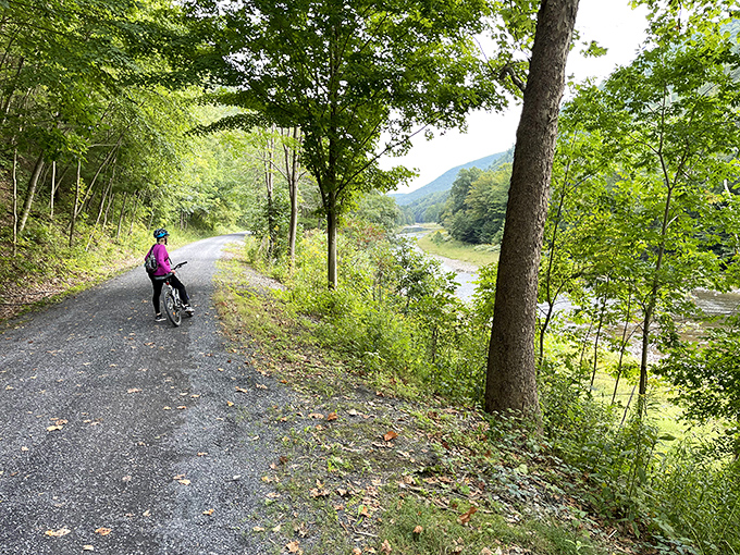 The Pine Creek Rail Trail &ndash; where the only traffic jam might be two cyclists stopping to admire the same view.