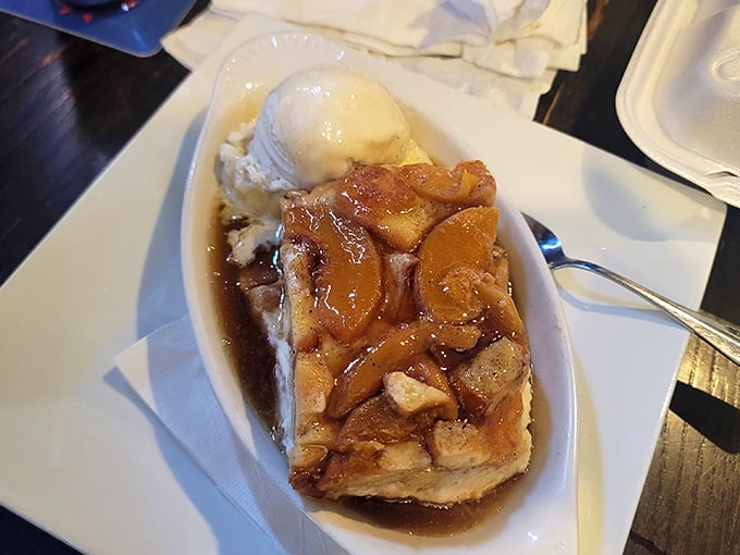 Bread pudding that would make your grandmother both jealous and proud. That scoop of vanilla ice cream is melting with anticipation.