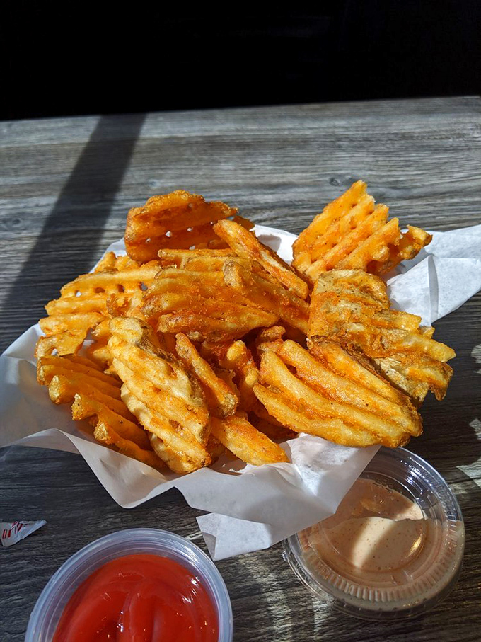 Golden, crispy, waffle-cut perfection. These fries aren't just a side dish&mdash;they're the supporting actor that sometimes steals the scene.