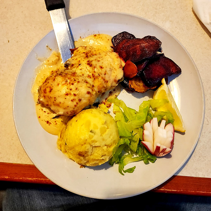 Chicken Chesapeake brings together poultry and seafood like long-lost friends at a delicious reunion party.