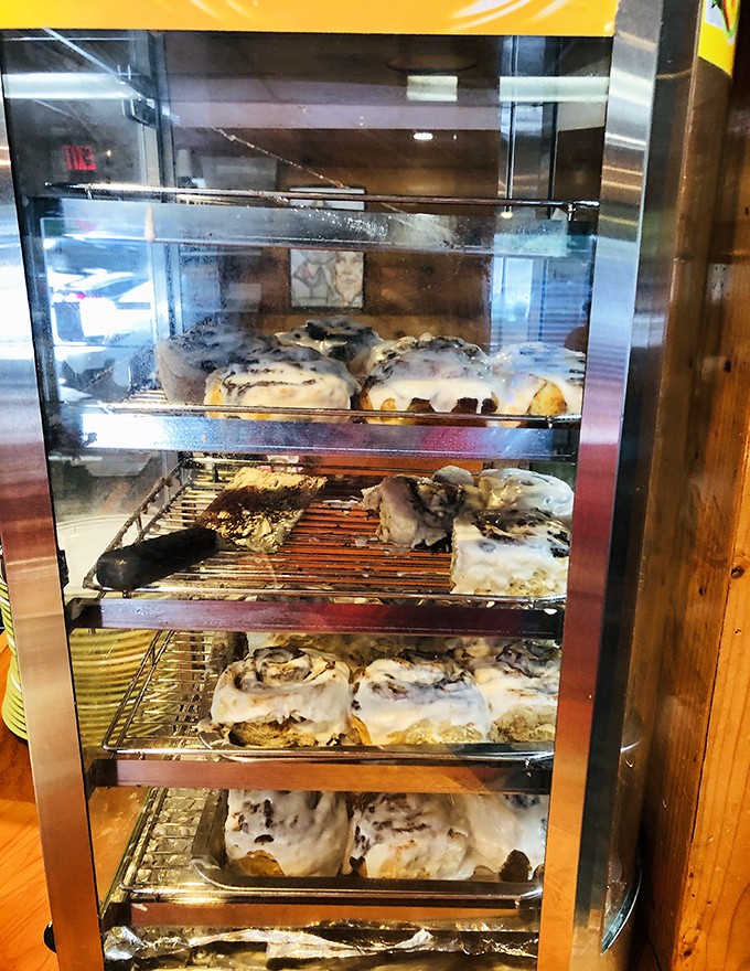The cinnamon roll display case &ndash; or as I call it, "the reason diets were meant to be broken" &ndash; showcases these famous spirals of happiness. 
