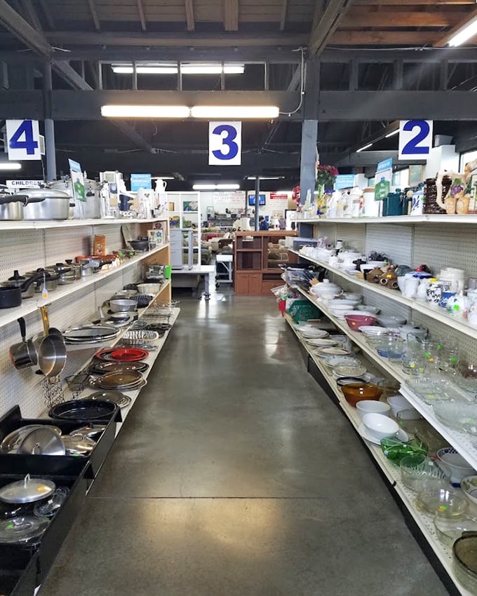 The kitchenware aisle: where you'll find everything from barely-used wedding gifts to pans that have faithfully served three generations of family recipes.