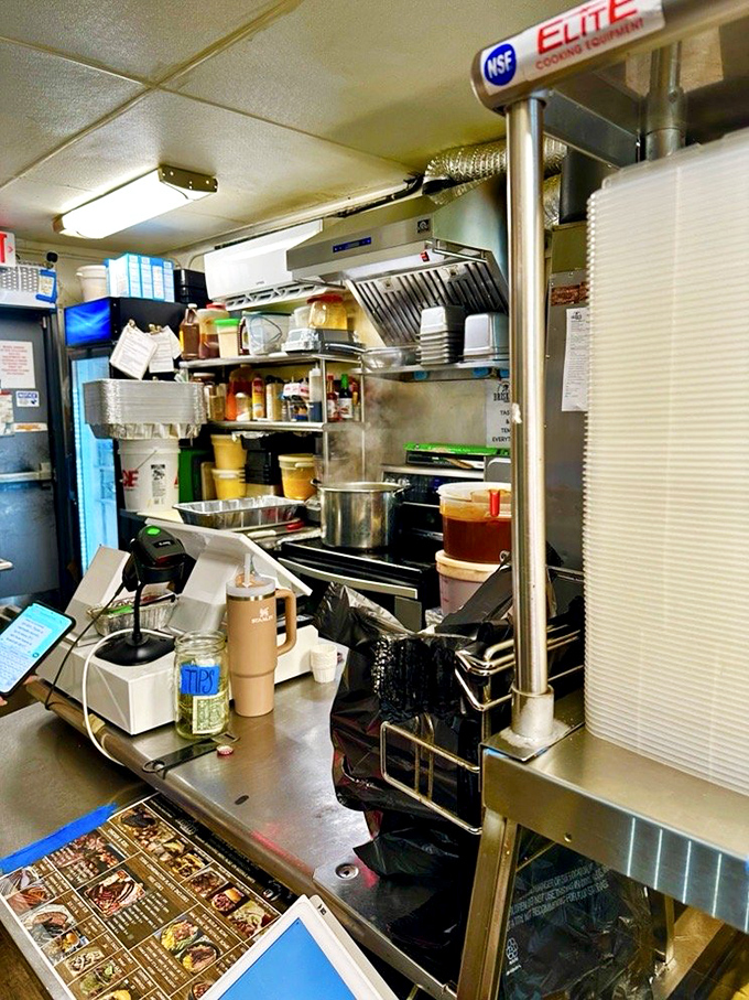 Behind the counter magic where BBQ dreams come true. Small spaces often produce the biggest flavors.
