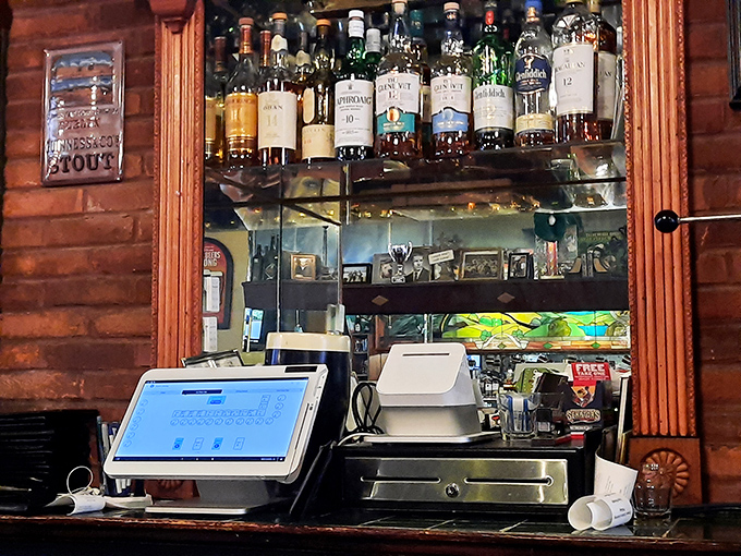 Behind every great pub is a well-stocked bar&mdash;whiskey bottles standing at attention like Celtic soldiers guarding liquid gold.
