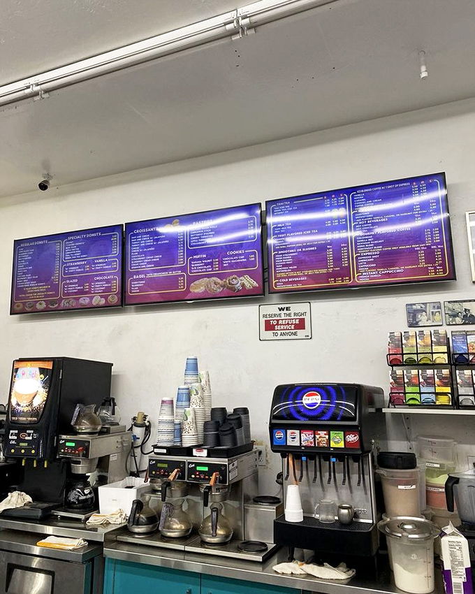 Behind this counter, caffeinated magic happens daily. The soda fountain feels like a nostalgic nod to simpler times when calories weren't counted.