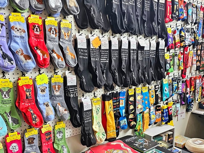 Sock shopping becomes an existential choice&mdash;declare your dog breed allegiance or announce your feelings about Mondays to everyone you meet.