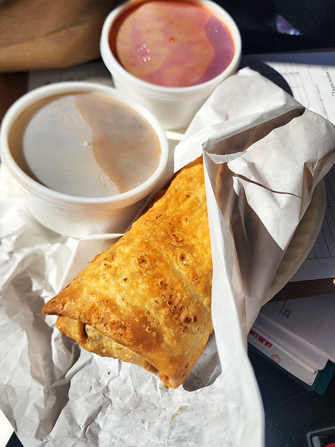 A deep-fried burrito and its salsa sidekick &ndash; name a more iconic duo. I'll wait. That golden-brown crunch is the soundtrack to happiness.