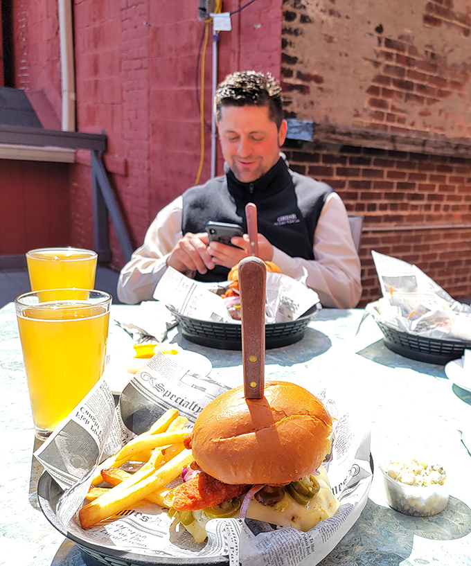 When your burger requires a knife stabbed through its heart to maintain structural integrity, you know you're in for a proper meal.