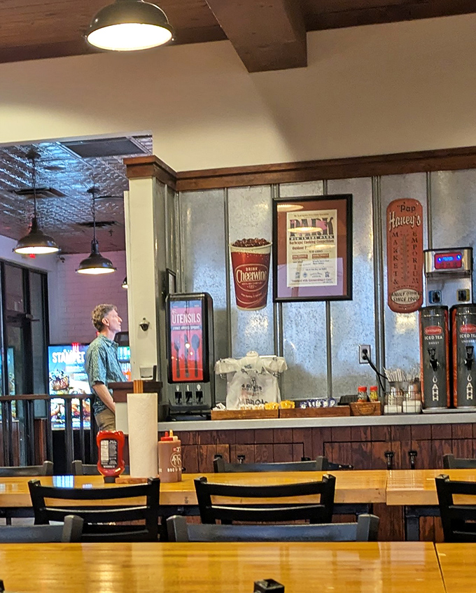 The drink station area feels like a time capsule of Americana, complete with vintage signs and sweet tea on tap &ndash; liquid gold in the South.