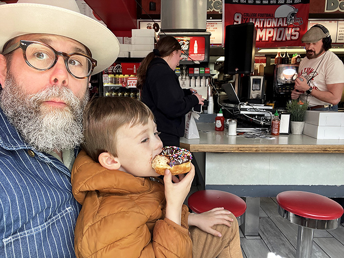 The universal language of donuts brings generations together—that first bite expression is the same whether you're 5 or 85.