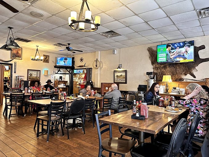 The dining room hums with conversation and satisfaction. Notice how nobody's on their phones? That's the power of good food.
