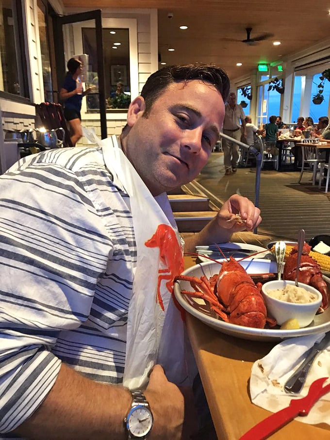 The universal expression of lobster joy. When the bib goes on, all pretense goes out the window&mdash;it's time for serious seafood business.