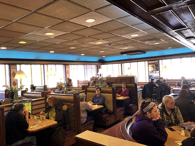 Classic diner booths where strangers become neighbors and neighbors become friends, all united by coffee and conversation.