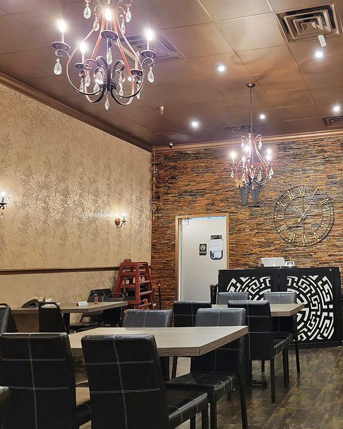 Every detail in the dining area speaks to thoughtful design. The elegant chandeliers cast a warm glow over tables where culinary memories are made.