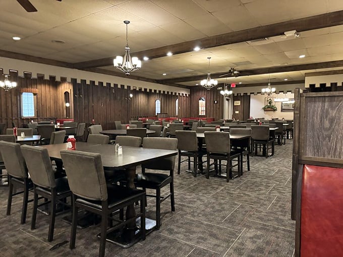 The dining room stands ready for its daily performance, with tables arranged like an orchestra waiting for its conductor&mdash;you and your appetite.