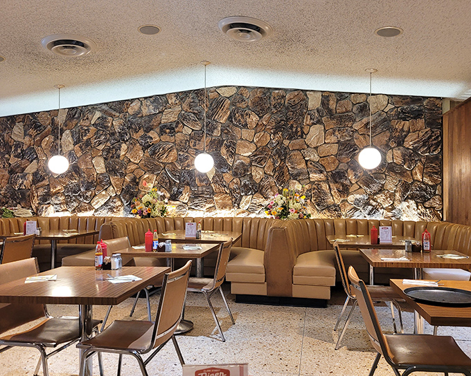 Not just a dining room&mdash;a time capsule where stone walls and pendant lights create the perfect backdrop for life's little moments.